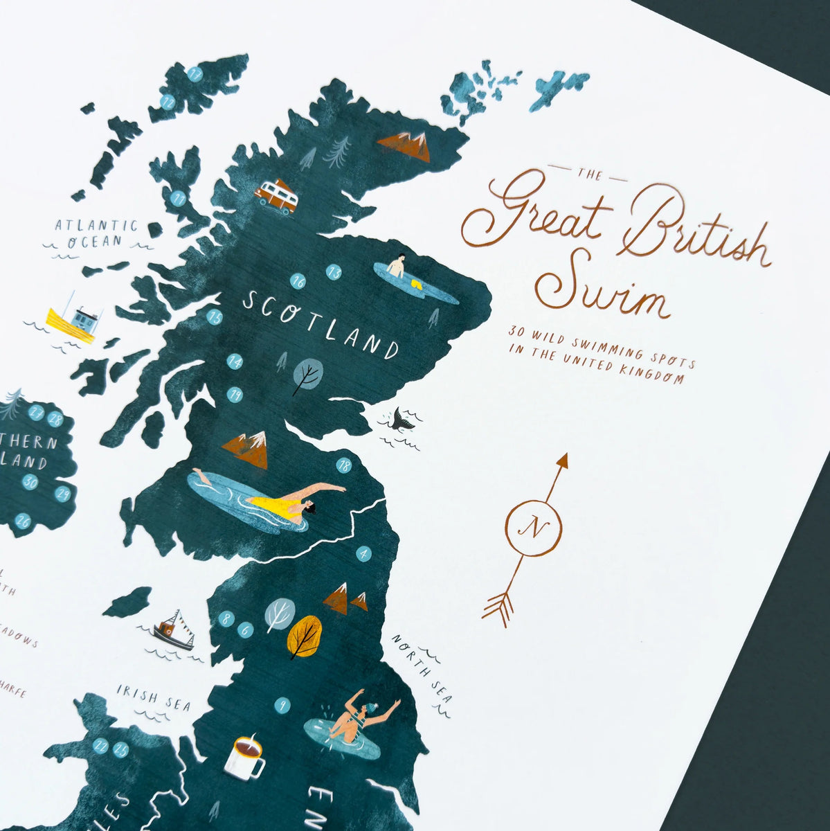 Great British Swim Map, A3 Print – Grace & Favour Home