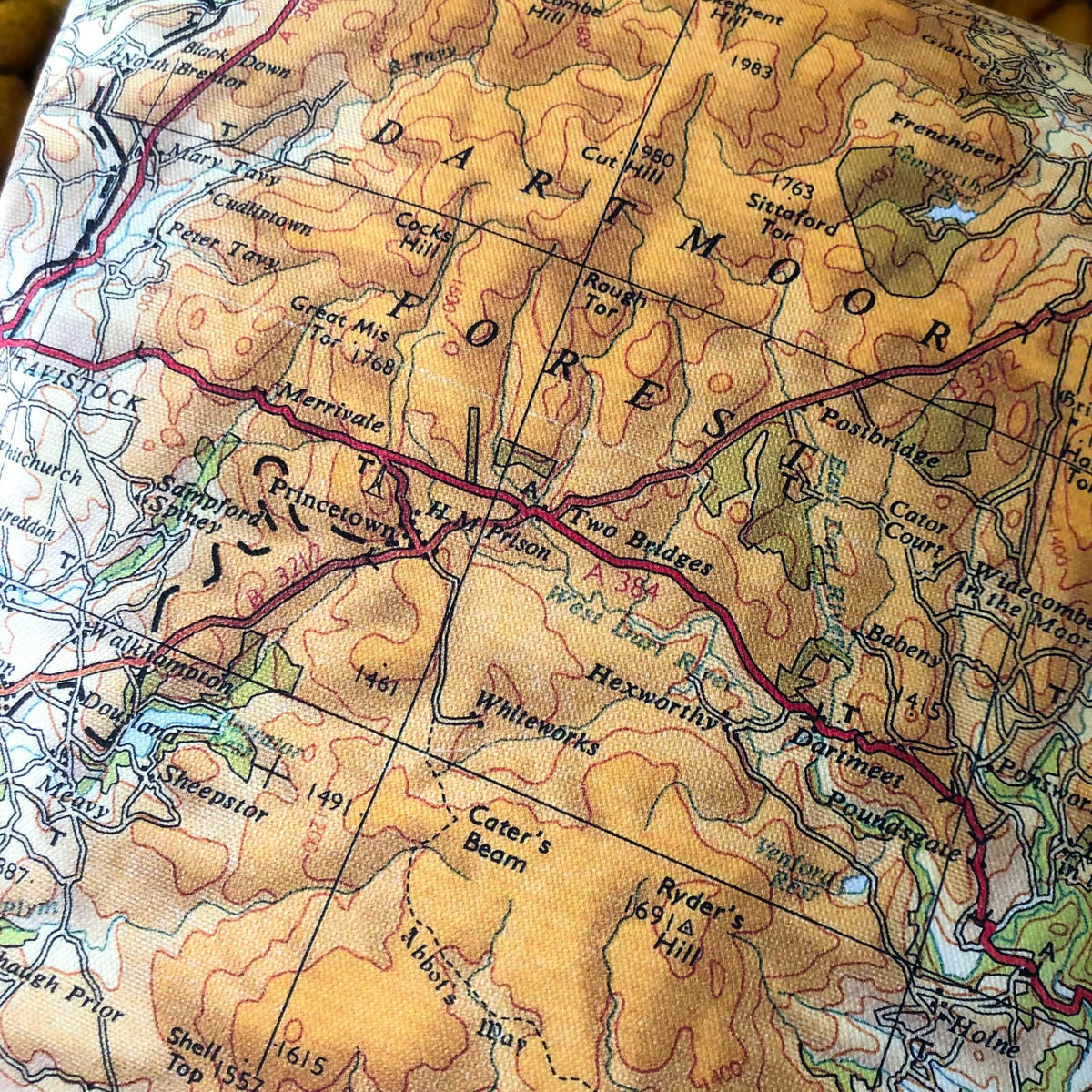 Square Vintage Map Cushion - Dartmoor, Devon – Grace & Favour Home